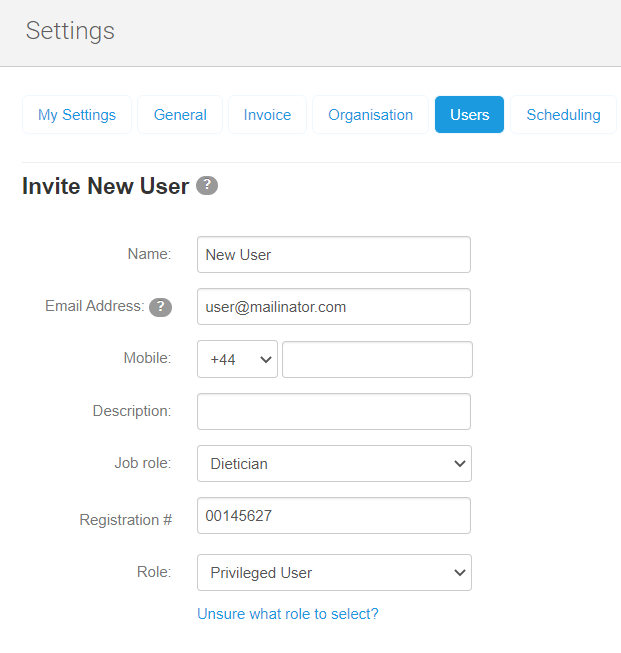 How do I record the professional registration number for a user?